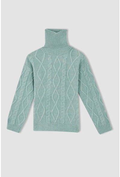 DeFacto Kız Çocuk Regular Fit Balıkçı Yaka Triko Kazak R1986A622WN