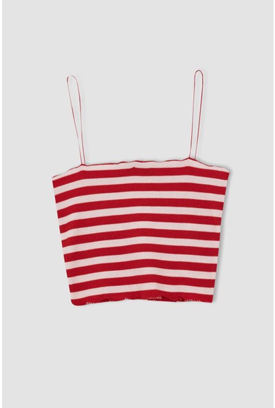 DeFacto Coool Fitted İp Askılı Çizgili Waffle Crop Atlet Z0453AZ22HS DeFacto Coool Fitted İp Askılı Çizgili Waffle Crop Atlet Z0453AZ22HS