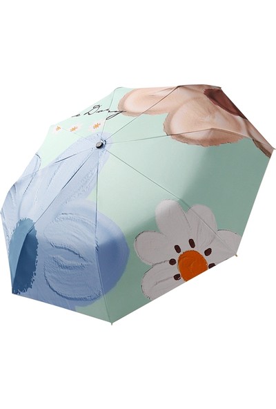 YKD Store Otomatik Umbrla Altın Tutkal Kumaş Üçlü Pol Çiçekler (Yurt Dışından)