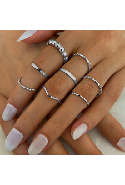 Chavin 8 Li Çoklu Eklem Yüzüğü Bayan Silver Yüzük ES64BY Chavin 8 Li Çoklu Eklem Yüzüğü Bayan Silver Yüzük ES64BY
