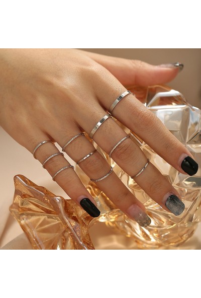 Chavin 10 Li Çoklu Eklem Yüzüğü Bayan Silver Yüzük ES76BY Chavin 10 Li Çoklu Eklem Yüzüğü Bayan Silver Yüzük ES76BY