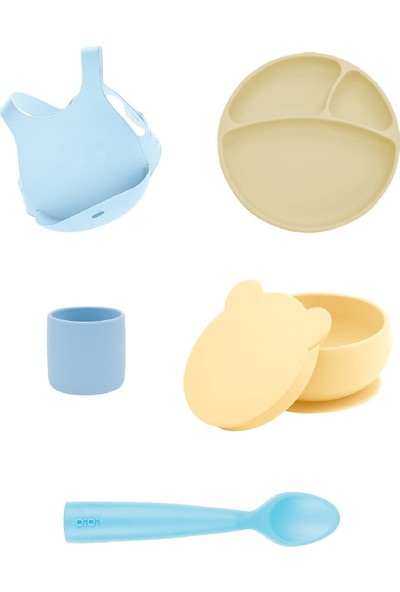 OiOi Silikon 5'li Beslenme Seti Sarı Mavi