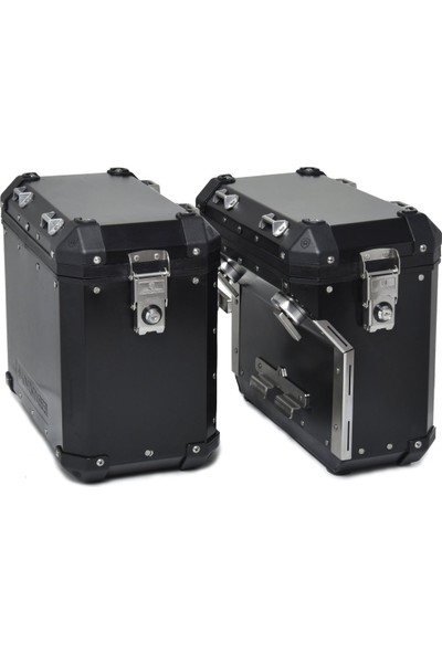 Adventurer Honda Vfr 800 / 800 x Crosstourer, Alüminyum Siyah Yan Çanta Seti 38 + 38 Litre