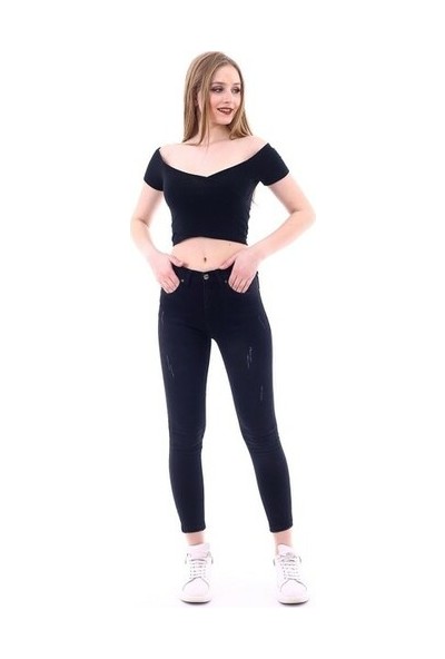 Stil Budur Kot Pantolon Füme Tırnaklı