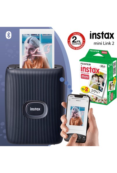 Instax Mini Link 2 Uzay Mavisi Akıllı Telefon Yazıcısı ve 20'li Mini Film Instax Mini Link 2 Uzay Mavisi Akıllı Telefon Yazıcısı ve 20'li Mini Film