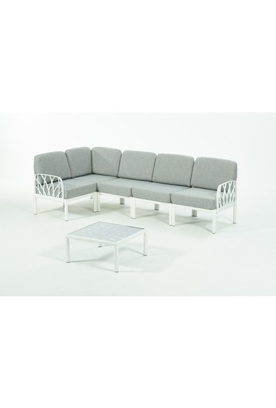 Novussi Garda Köşe Takımı Gri Minderli 5 Kişilik Bahçe Balkon Teras Oturma Grubu Camlı Sehpa Novussi Garda Köşe Takımı Gri Minderli 5 Kişilik Bahçe Balkon Teras Oturma Grubu Camlı Sehpa