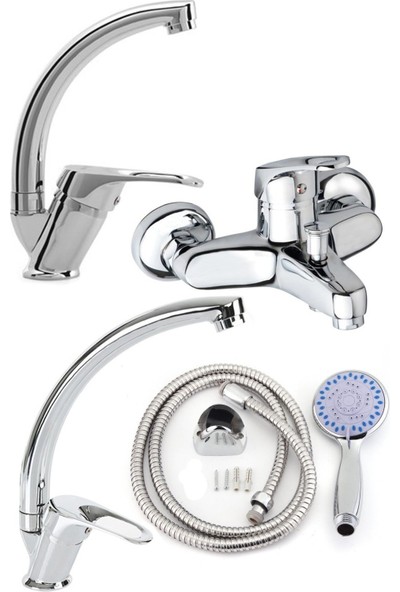 4'lü Mix Banyo Lavabo , Eviye Batarya Seti ve Duş Seti. 4'lü Mix Banyo Lavabo , Eviye Batarya Seti ve Duş Seti.