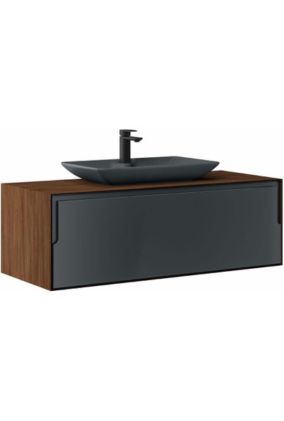 Orka Craft 120 cm Ceviz-Antrasit Banyo Dolabı Alt Modül ve Lavabo Orka Craft 120 cm Ceviz-Antrasit Banyo Dolabı Alt Modül ve Lavabo