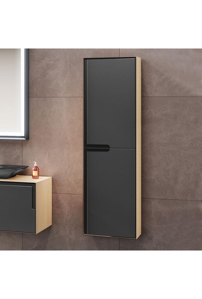 Orka Craft 40 cm Mdf Meşe-Mat Antrasit Banyo Boy Dolabı Orka Craft 40 cm Mdf Meşe-Mat Antrasit Banyo Boy Dolabı
