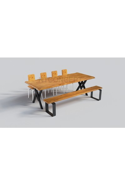 Ntconcept Doğal Ahşap Masa TAKIMI(85CM-185CM MASA+185CM Bank+5 Sandalye) Ntconcept Doğal Ahşap Masa TAKIMI(85CM-185CM MASA+185CM Bank+5 Sandalye)