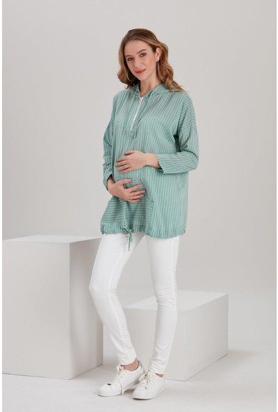 Işşıl O7197-EMZIRME Detay Çizgili Kapişon Hamile Sweatshirt Işşıl O7197-EMZIRME Detay Çizgili Kapişon Hamile Sweatshirt