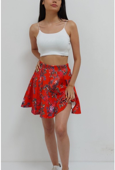 Stil Budur Desenli Etek Kırmızı Stil Budur Desenli Etek Kırmızı