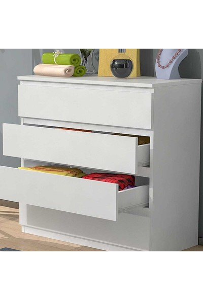 Mbes Mobilya Umut Beyaz 80 cm Şifonyer 4 Çekmeceli Mbes Mobilya Umut Beyaz 80 cm Şifonyer 4 Çekmeceli