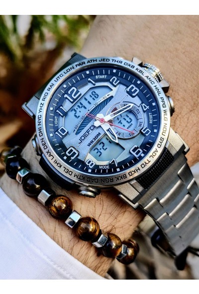 Joefox Digital & Analog Kronometre+Takvim+Alarm+Aydınlatma Erkek Kol Saati +Bileklik JOE-012-A