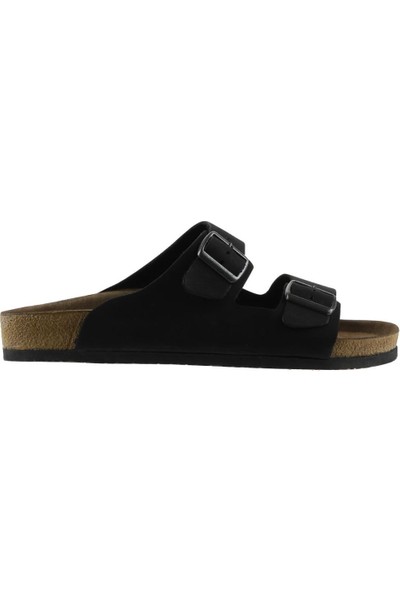 Bueno Shoes Siyah Nubuk Deri Erkek Düz Terlik