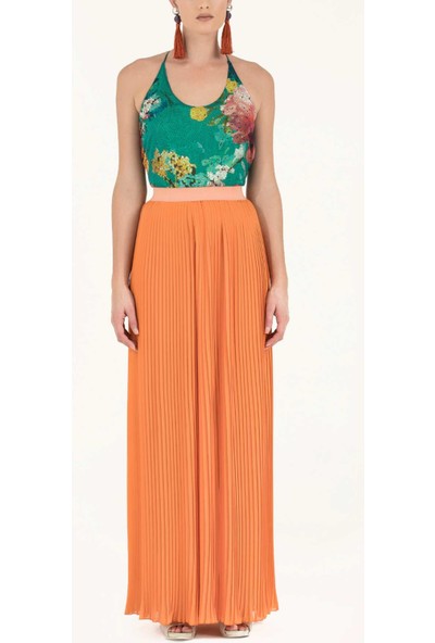 Socıeta Yüksek Bel Piliseli Şifon Pantolon