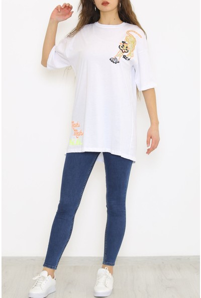 Bi Bak Madame Nakışlı Tişört Beyaz - 2225.336.