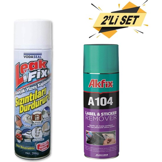 Badem10 Leak Fix Su Sızdırmaz Sprey Beyaz 396 gr +Akfix A104 Etiket ...