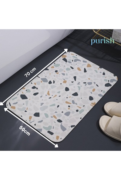Purish Su Emici, Kaydırmaz Tabanlı, Yıkanabilir Diatom Banyo ve Abdest Paspas 70 x 50 cm Purish Su Emici, Kaydırmaz Tabanlı, Yıkanabilir Diatom Banyo ve Abdest Paspas 70 x 50 cm