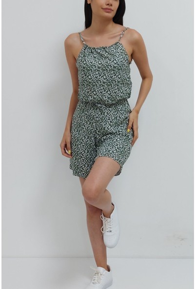 İnobag Askılı Şortlu Salopet Mintçiçekli