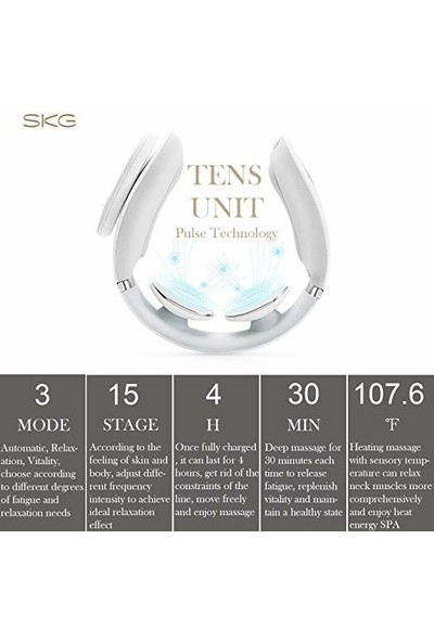 Isıtma Fonksiyonlu Skg Akıllı Boyun Masaj Cihazı Beyaz Isıtma Fonksiyonlu Skg Akıllı Boyun Masaj Cihazı Beyaz