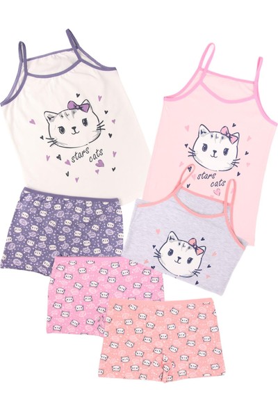 Domikids Kız Çocuk Çok Renkli Pamuklu Likralı Ip Askılı Atlet Boxer Takım 3'lü Paket 68000-256 Domikids Kız Çocuk Çok Renkli Pamuklu Likralı Ip Askılı Atlet Boxer Takım 3'lü Paket 68000-256