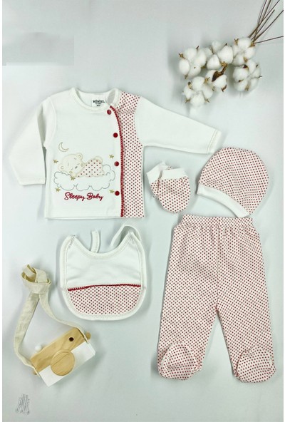 Miniel Sleepy Baby Pamuklu 5 Parça Hastane Çıkışı Seti - Kırmızı Miniel Sleepy Baby Pamuklu 5 Parça Hastane Çıkışı Seti - Kırmızı