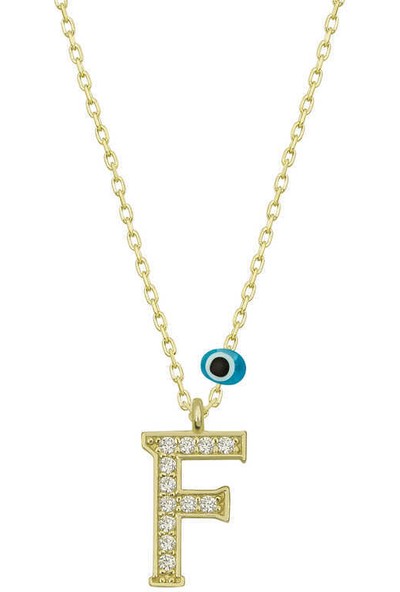 York Nevada Gümüş Nazar Gold F Harfi Kadın Kolye York Nevada Gümüş Nazar Gold F Harfi Kadın Kolye