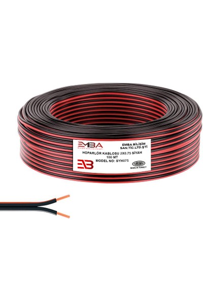 Emba Elektrik Kablosu Kordon 2x0.75 100mt - Siyah Emba Elektrik Kablosu Kordon 2x0.75 100mt - Siyah