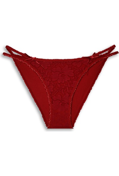 Stil Budur Gümüş Kırmızı Bikini Dantelli Külot K Stil Budur Gümüş Kırmızı Bikini Dantelli Külot K