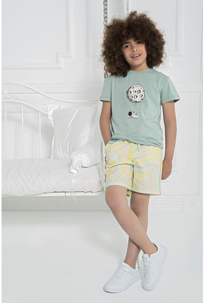 For You Kids Mars Uçak Desen Açık Yeşil T-Shirt Şort Takım For You Kids Mars Uçak Desen Açık Yeşil T-Shirt Şort Takım