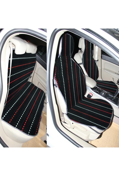 Bod Terletmez Kilim Koltuk Koruyucu 4'lü Set Siyah-Kırmızı-Beyaz
