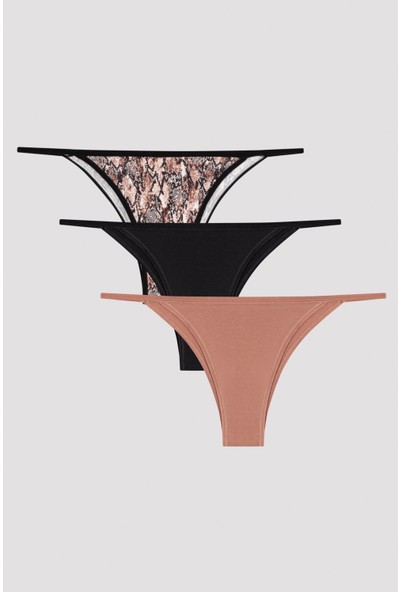 Penti Çok Renkli Snake 3lü Brazilian Külot Penti Çok Renkli Snake 3lü Brazilian Külot