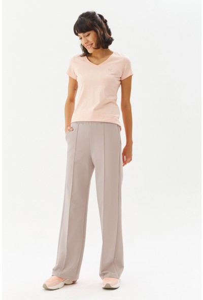 Bilcee Kadın Bej Bol Paça Önü Dikiş Çizgili Eşofman Altı 0135 Bilcee Kadın Bej Bol Paça Önü Dikiş Çizgili Eşofman Altı 0135