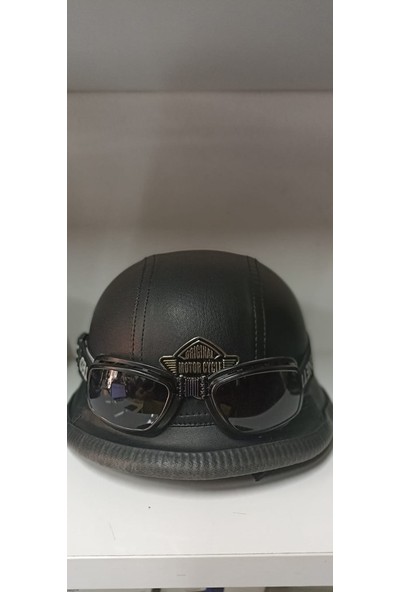 Sway Chopper Kask Deri Gözlüklü (L Beden) Sway Chopper Kask Deri Gözlüklü (L Beden)