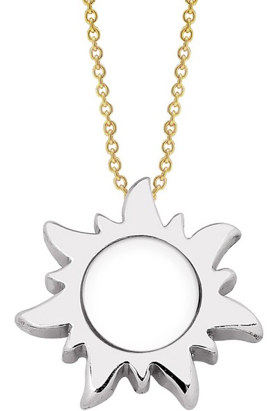 Altın Sepeti Gümüş Ortası Boş Güneş Motifli Kolye