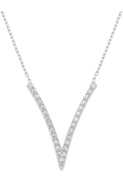 Altın Sepeti Gümüş Taşlı V Kolye