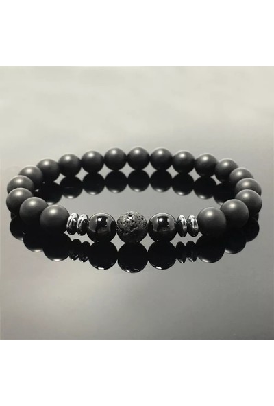 Bi'bileklik Mat ve Parlak Oniks, Lav Taşı Bileklik