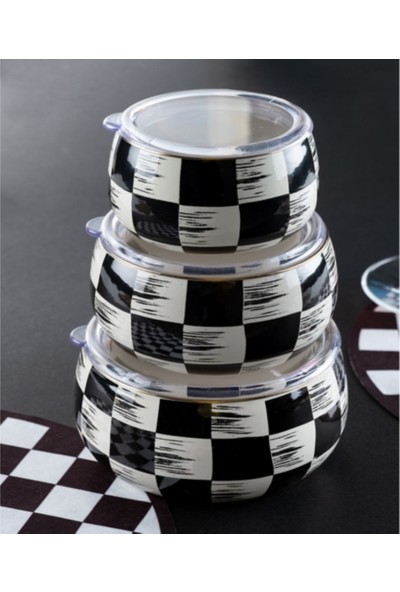 Acar Qualita King Dama Dekor Emaye 3 Lü Saklama Kabı – XAP-22-0236/6