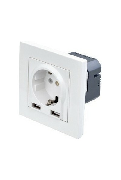Cata Çift Usb'li Topraklı Priz Hızlı Şarj + Çocuk Koruma