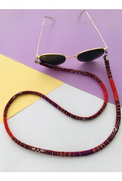 T-Light Renkli Dokuma (Kırmızı-Mor-Beyaz)) El Yapımı Gözlük Ipi-Askısı T-Light Renkli Dokuma (Kırmızı-Mor-Beyaz)) El Yapımı Gözlük Ipi-Askısı