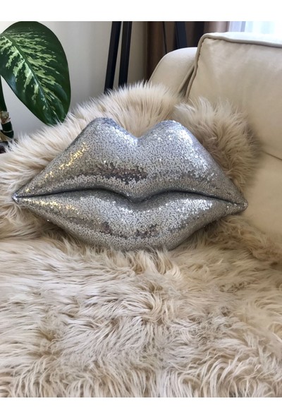 Dekor Yastık Gümüş Payetli Yastık