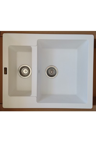 Nokta 1,5 Göz Beyaz 60X50 cm Granit Evye