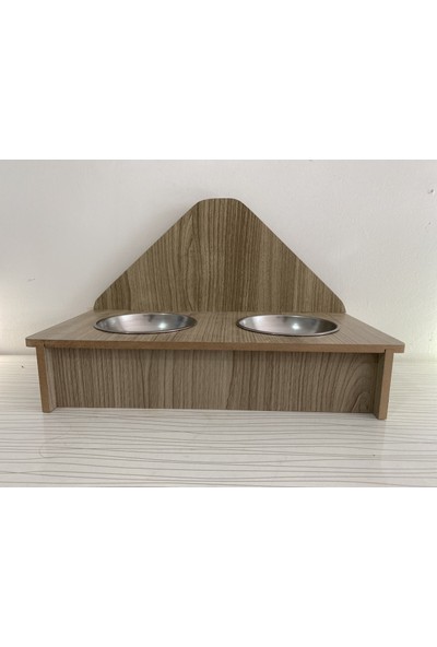 2li Ahşap Üçgen Başlıklı Kedi,köpek Mamakabı