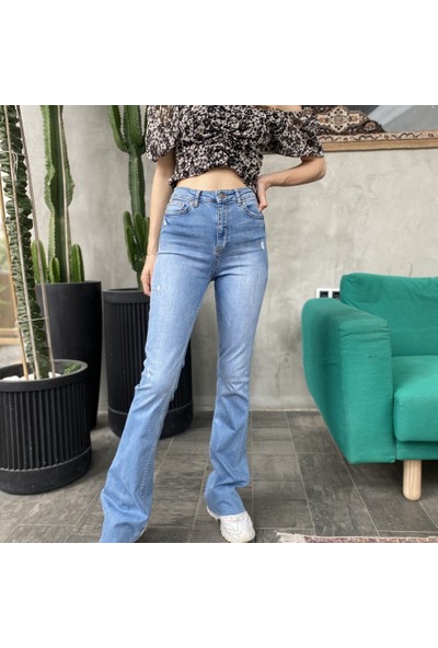 Thaliastoretr C&a Flare Midblue Yüksek Bel Ispanyol Jean