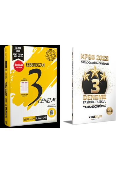 2022 Kpss Lise ve Önlisans Tamamı Çözümlü 3 Lü Karma Deneme Pegem+Yediiklim 2022 Kpss Lise ve Önlisans Tamamı Çözümlü 3 Lü Karma Deneme Pegem+Yediiklim