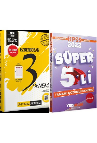 Pegem Akademi Yayıncılık 2022 Kpss Lise ve Önlisans Tamamı Çözümlü 5 Li Karma Deneme Pegem+Yediiklim Pegem Akademi Yayıncılık 2022 Kpss Lise ve Önlisans Tamamı Çözümlü 5 Li Karma Deneme Pegem+Yediiklim