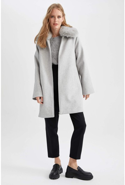 DeFacto Regular Fit Suni Kürklü Kaşe X7888AZ22WN