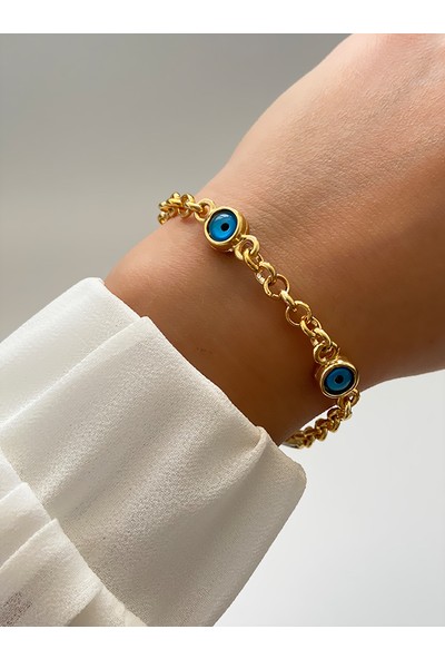 Sgaccessory Gold Nazar Boncuklu Kadın Çelik Bileklik Bilezik Sgaccessory Gold Nazar Boncuklu Kadın Çelik Bileklik Bilezik