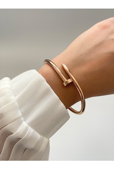 Sgaccessory 316L Çelik Rose Gold Çivi Kelepçe Kadın Bilezik Bileklik Sgaccessory 316L Çelik Rose Gold Çivi Kelepçe Kadın Bilezik Bileklik